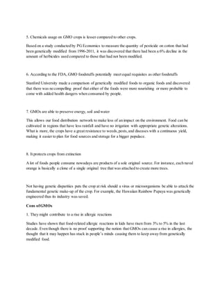 pros and cons of GMOs | DOCX