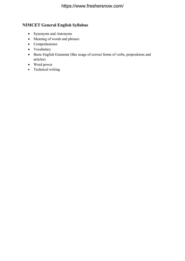 NimCet syllabus | PDF