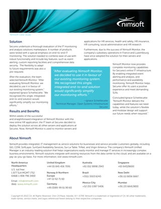 Securex Selects Nimsoft to Streamline IT Monitoring | PDF