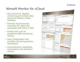 Nimsoft Monitor for vCloud | PDF