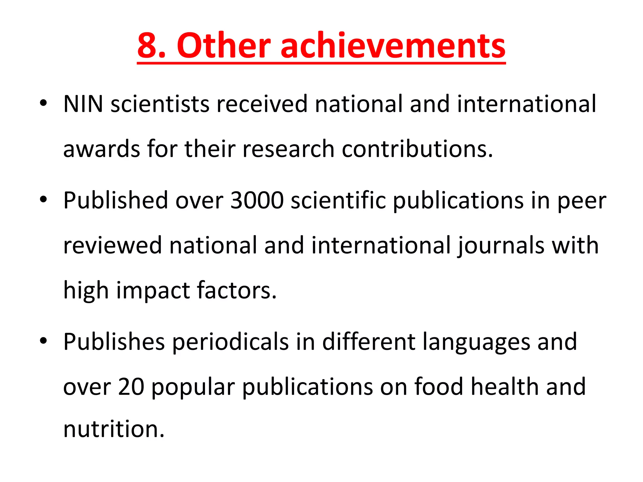 National Institute of Nutrition (NIN) | PDF