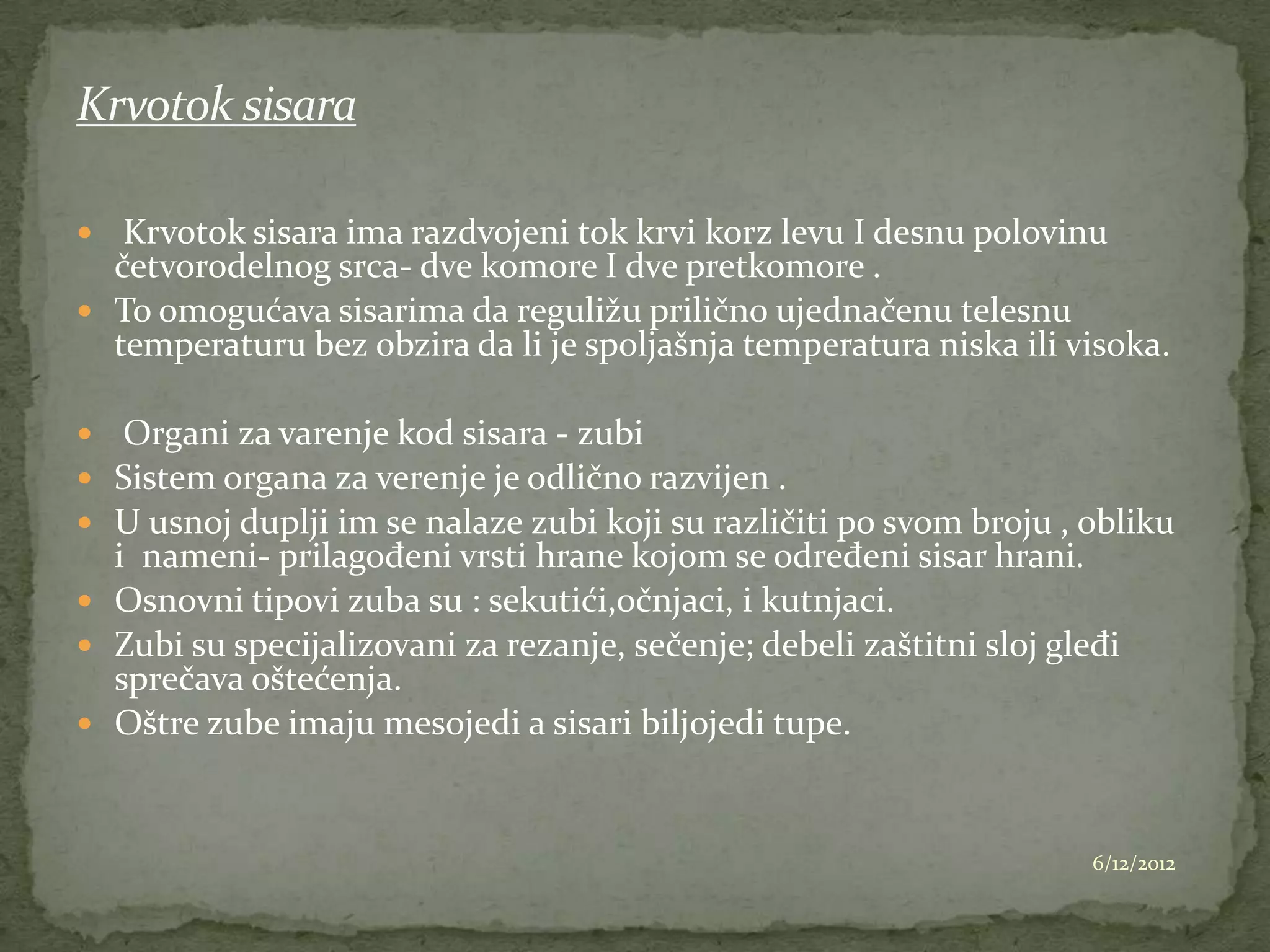 SISARI - odlike, VI razred | PPSX