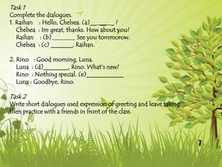 Expression of greeting and leave taking | PPTX