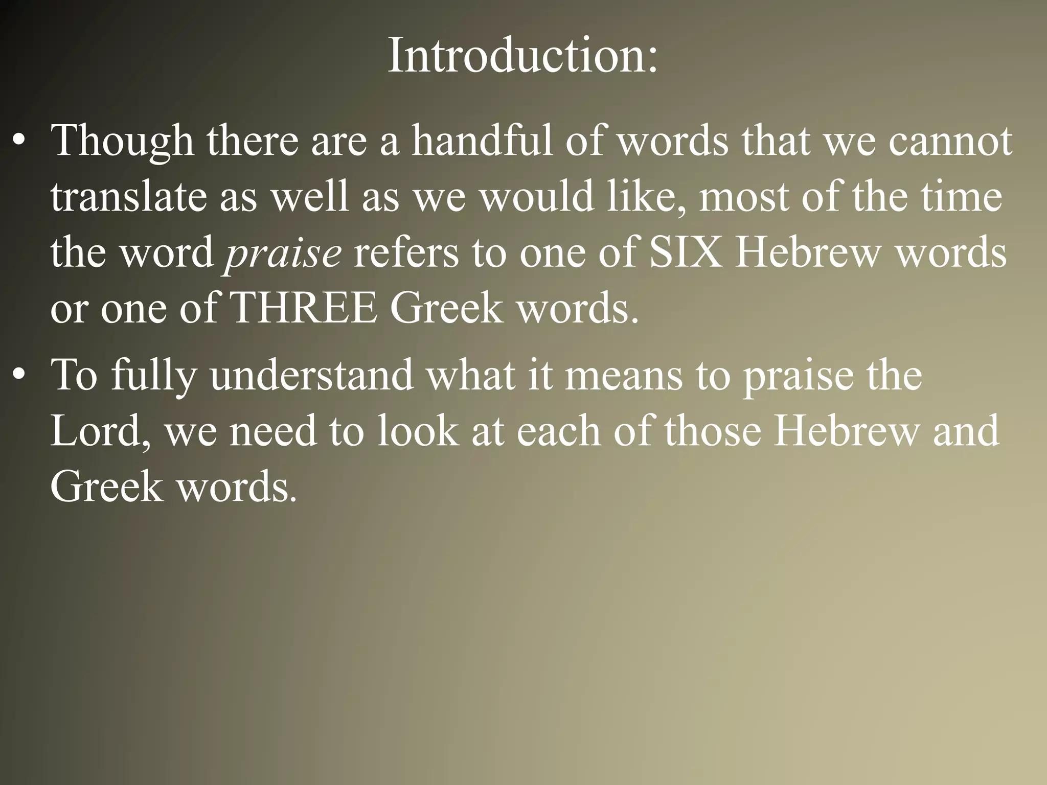 Nine Aspects of Praise and Worship | PPTX