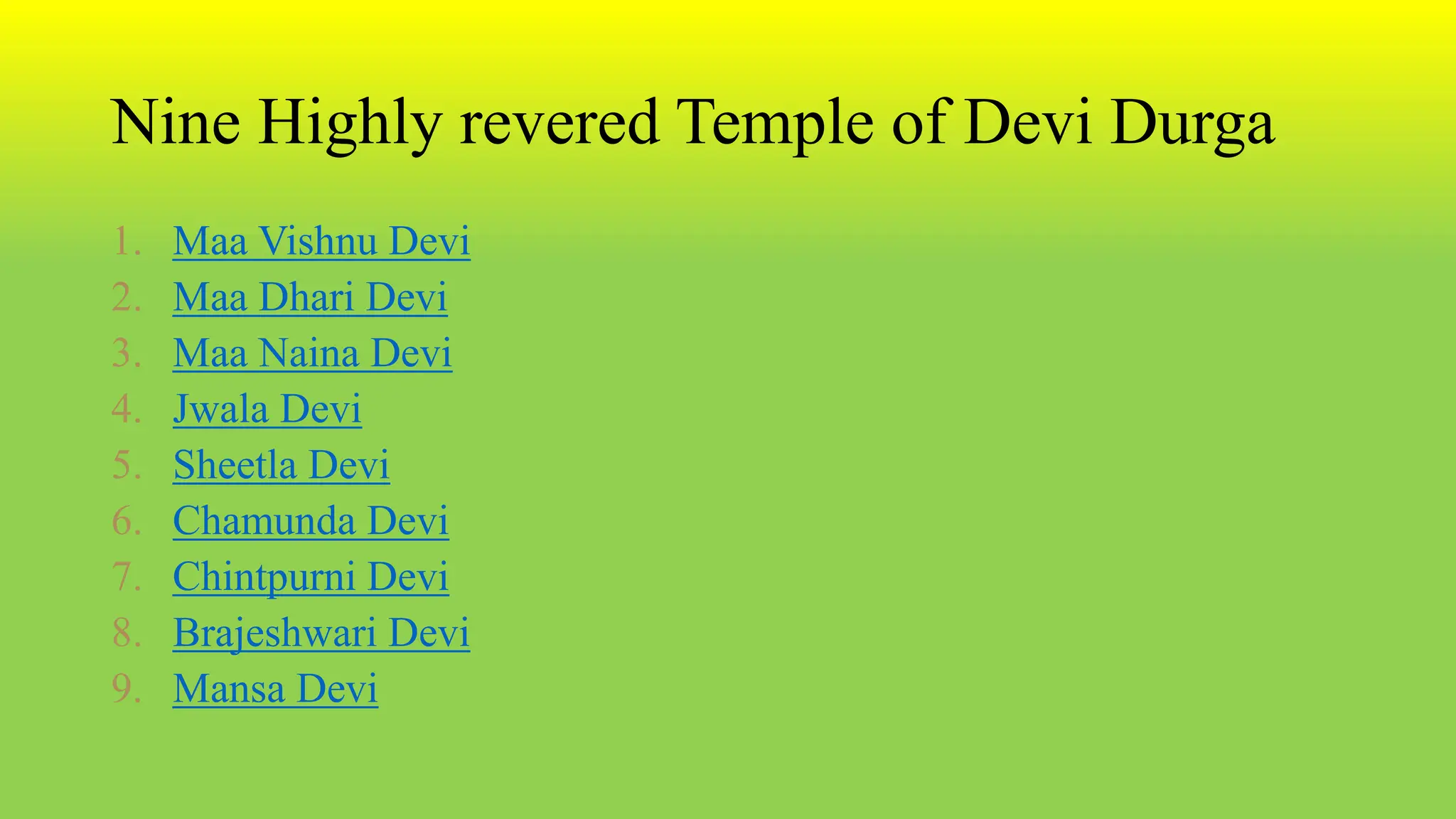 Nine devi temple of Northern India located x | PPTX