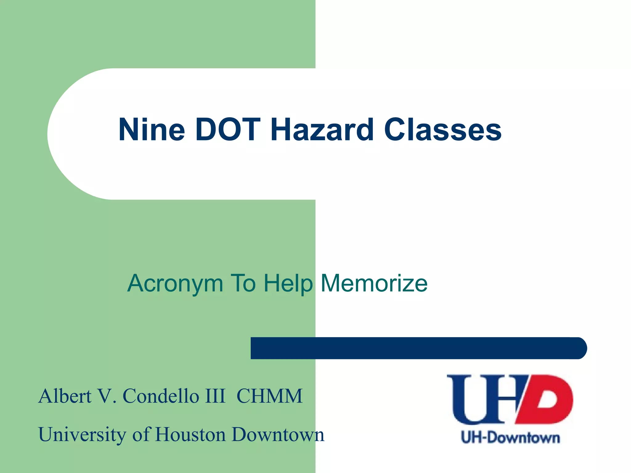 Nine US DOT Hazard Classes | PPT
