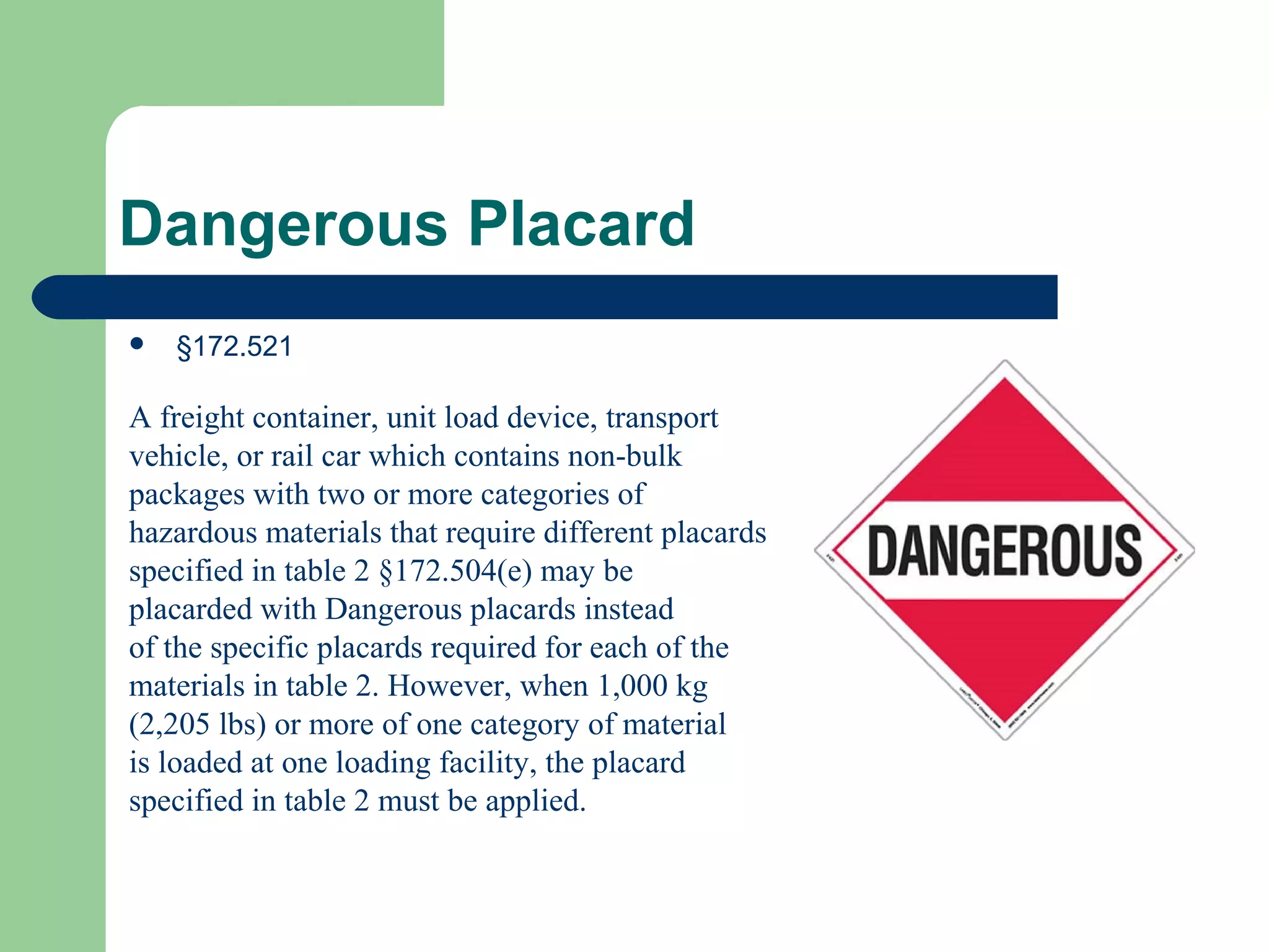 Nine US DOT Hazard Classes | PPT