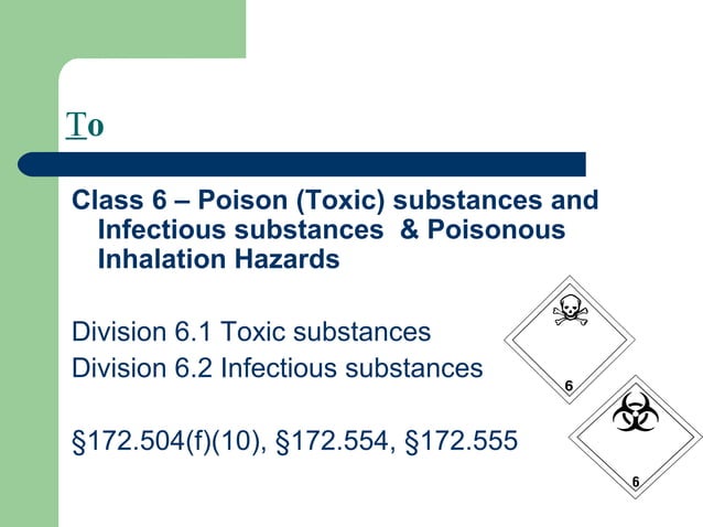 Nine US DOT Hazard Classes | PPT | Chemistry | Science