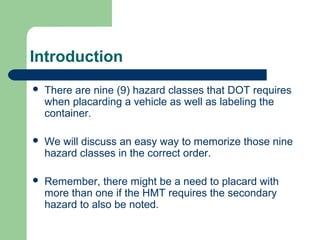 Nine US DOT Hazard Classes | PPT