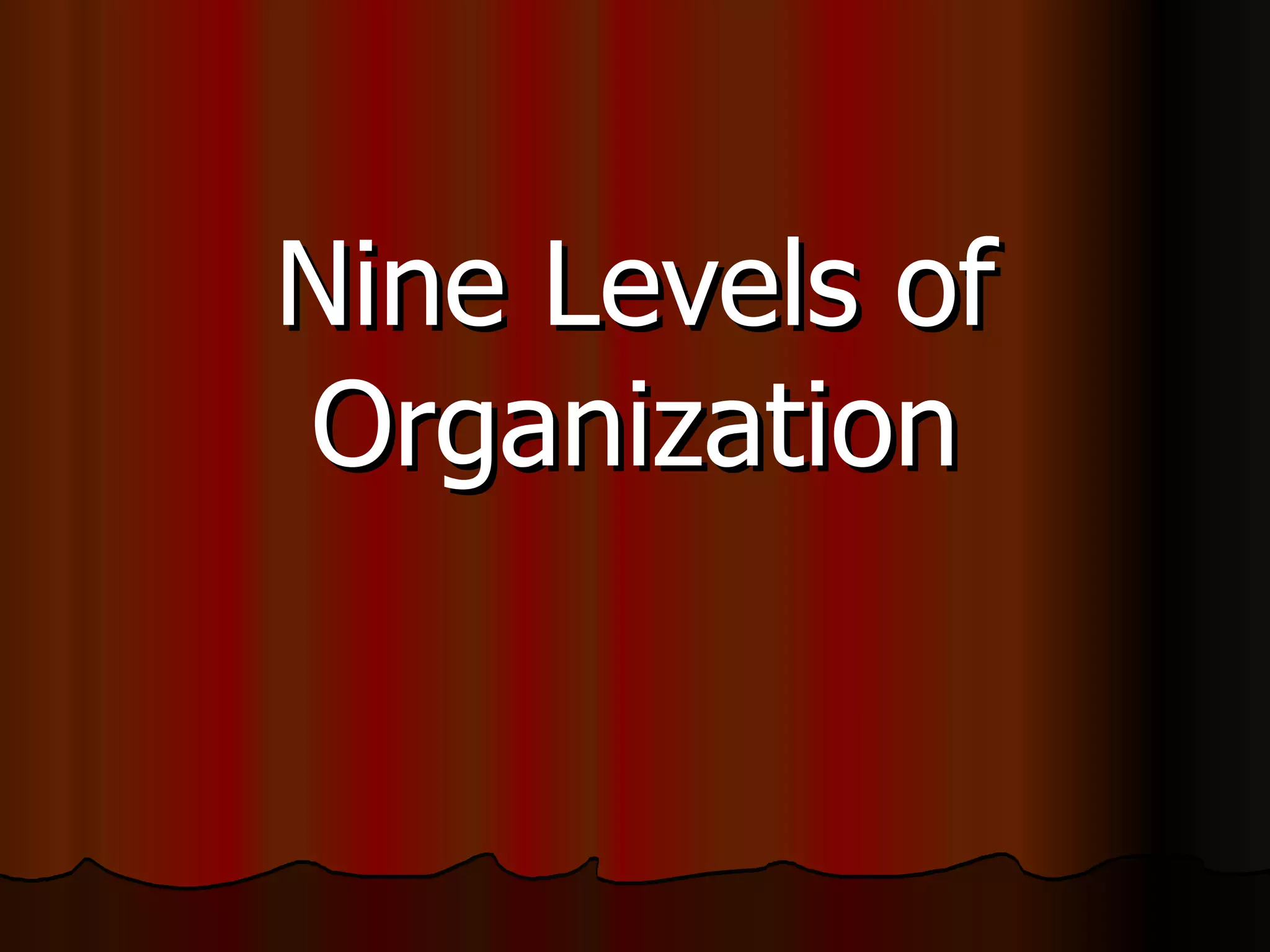 Nine Levels Of Organization | PPT