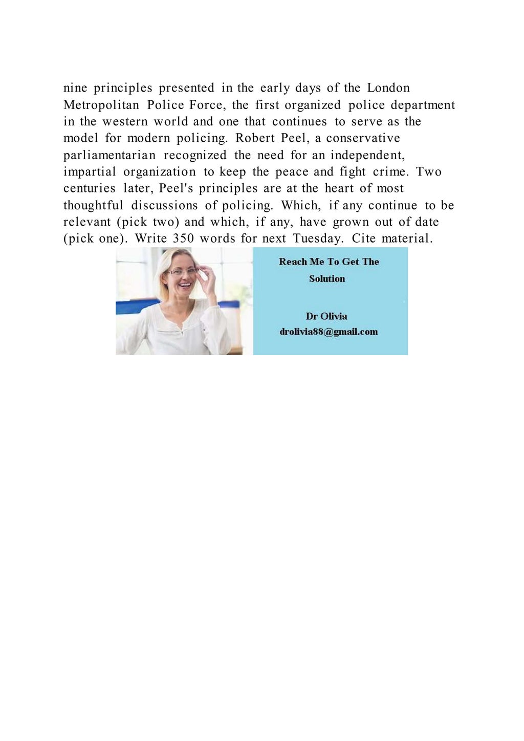 nine principles presented in the early days of the London Metropolit | DOCX