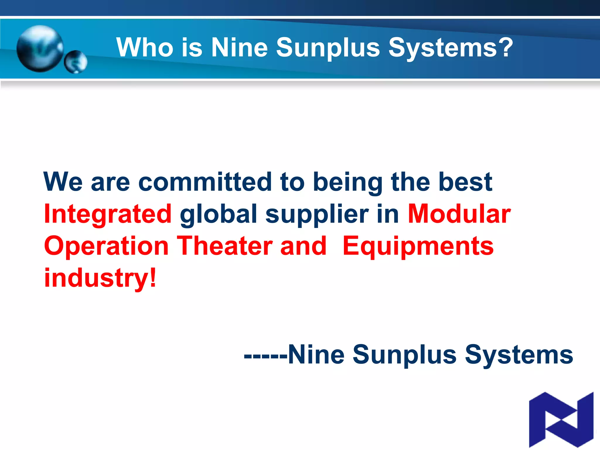 Nine sunplus systems presentation for modular operation theatre | PDF