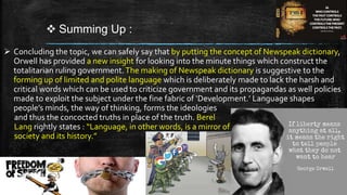 ‘Nineteen Eighty-Four’ Novel by George Orwell - Purpose of Newspeak ...