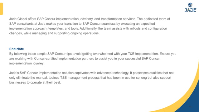 Nine Tips for a Successful SAP Concur Implementation | PPTX