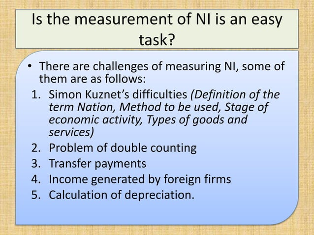 NATIONAL INCOME PPT | PPTX | Business | Business and Finance