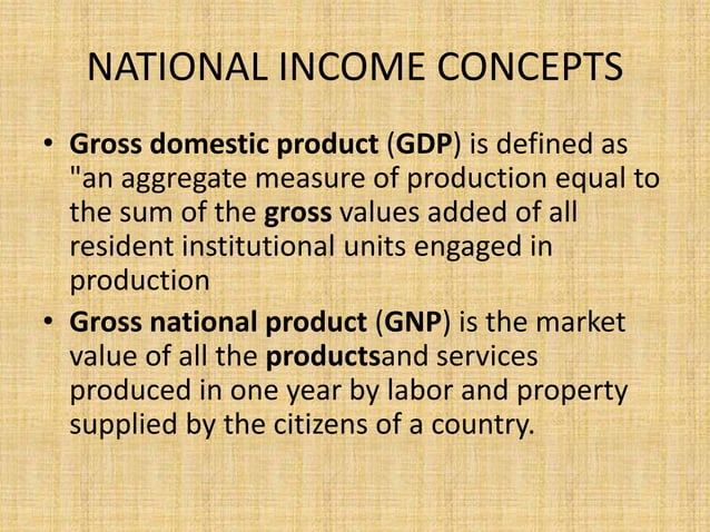 NATIONAL INCOME PPT | PPTX | Business | Business and Finance