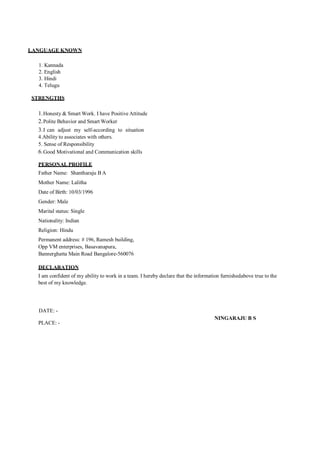 Ningaraju am searching for job please help me | PDF