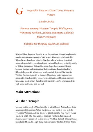 Ningbo xikou tengtou tourist area | PDF