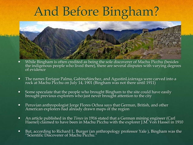 The "Discovery" of Machu Picchu | PPTX | Science