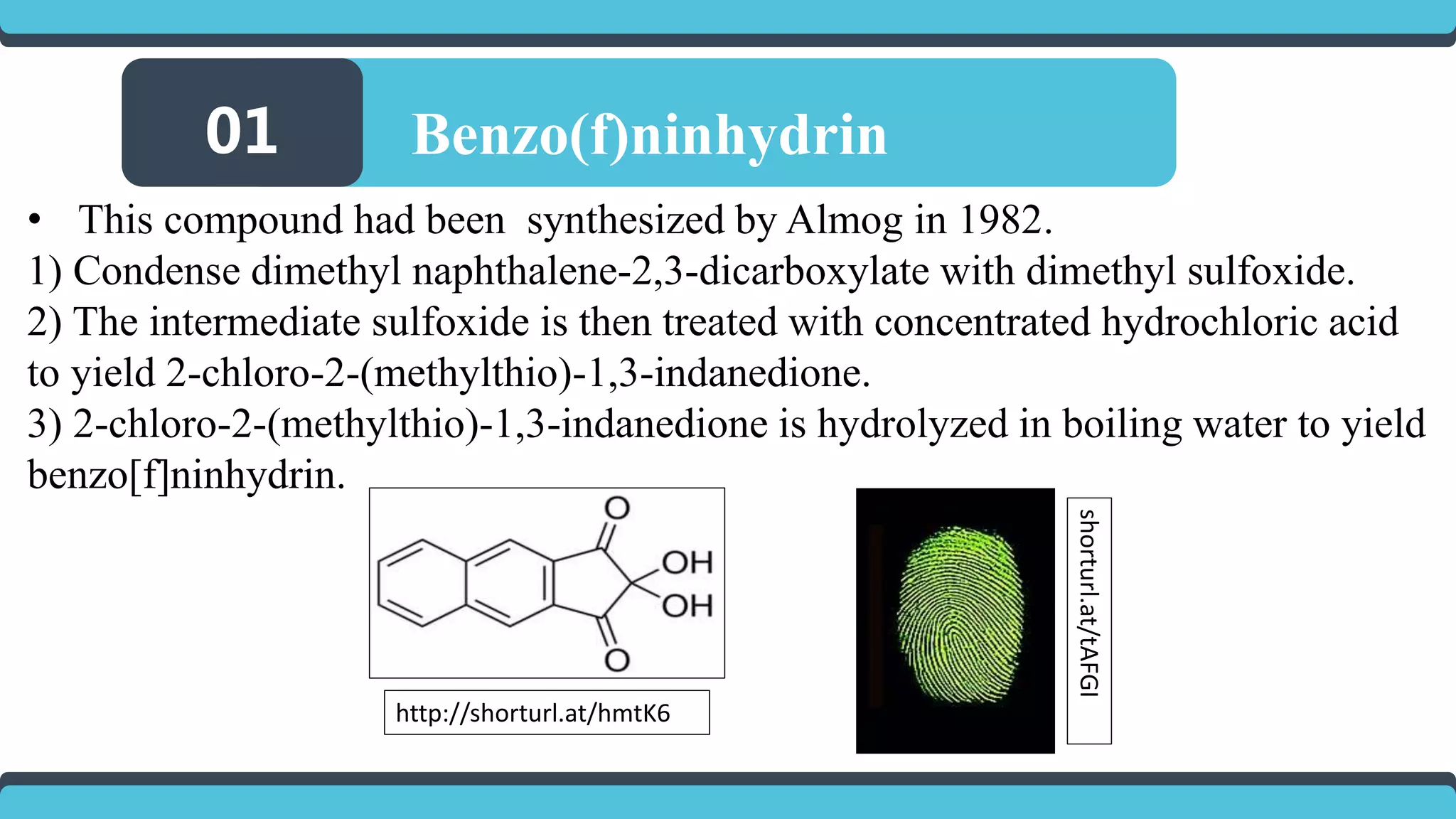 Ninhydrin analogs for development of latent fingerprints | PPT