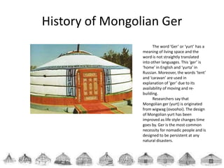 RESEARCH ON MONGOLIAN GER | PPTX