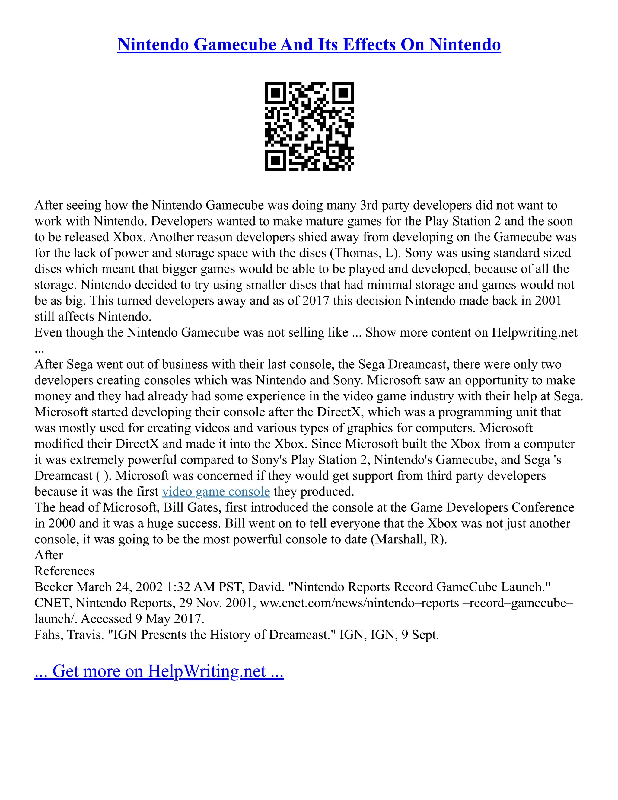 Nintendo Gamecube And Its Effects On Nintendo | PDF