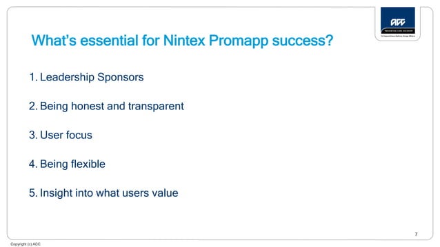 Nintex Promapp at ACC: Our Journey So Far | PDF