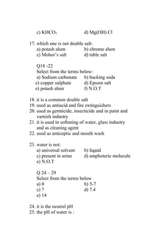 Definitions and MCQs of Ninth class chemistry (acids, bases and salts ...