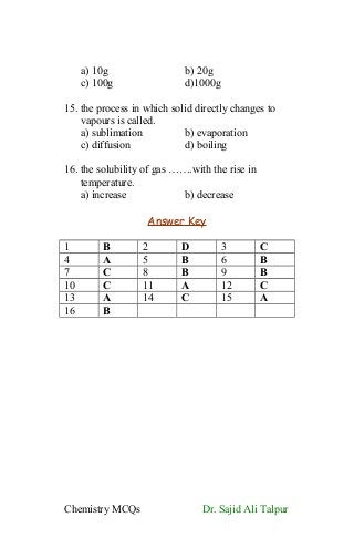 Definitions and MCQs of Ninth class chemistry (solution and suspension ...