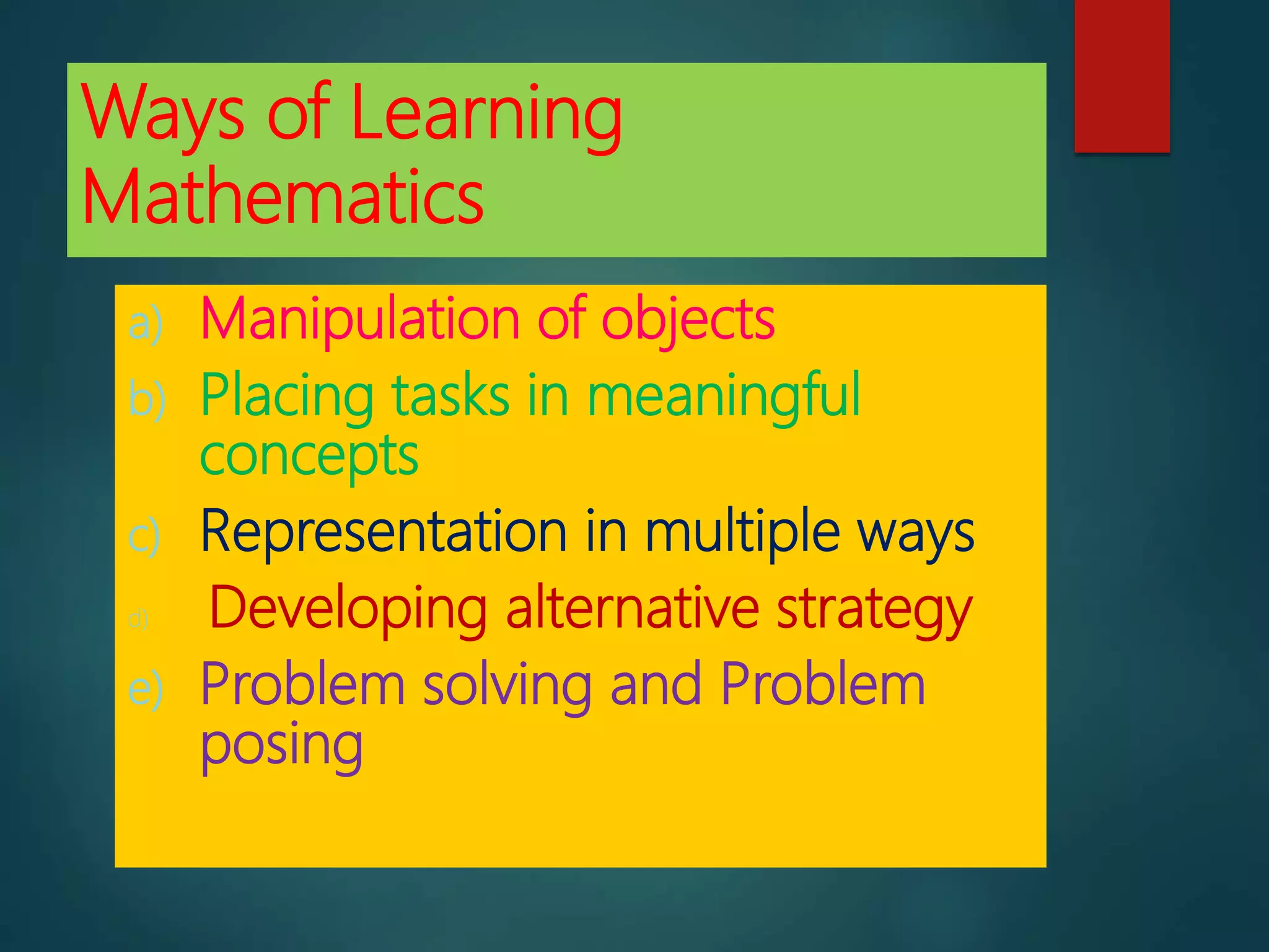 Learning Mathematics at Elementary level | PPT