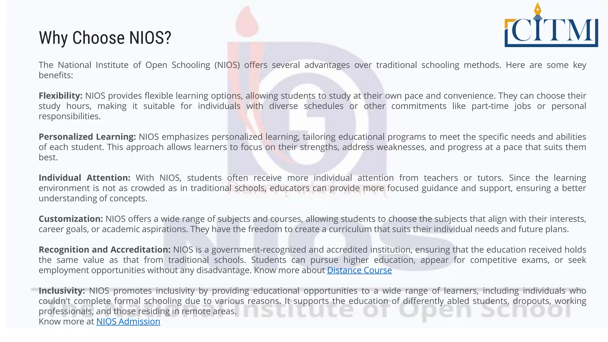 Nios Admission 2023 | PDF