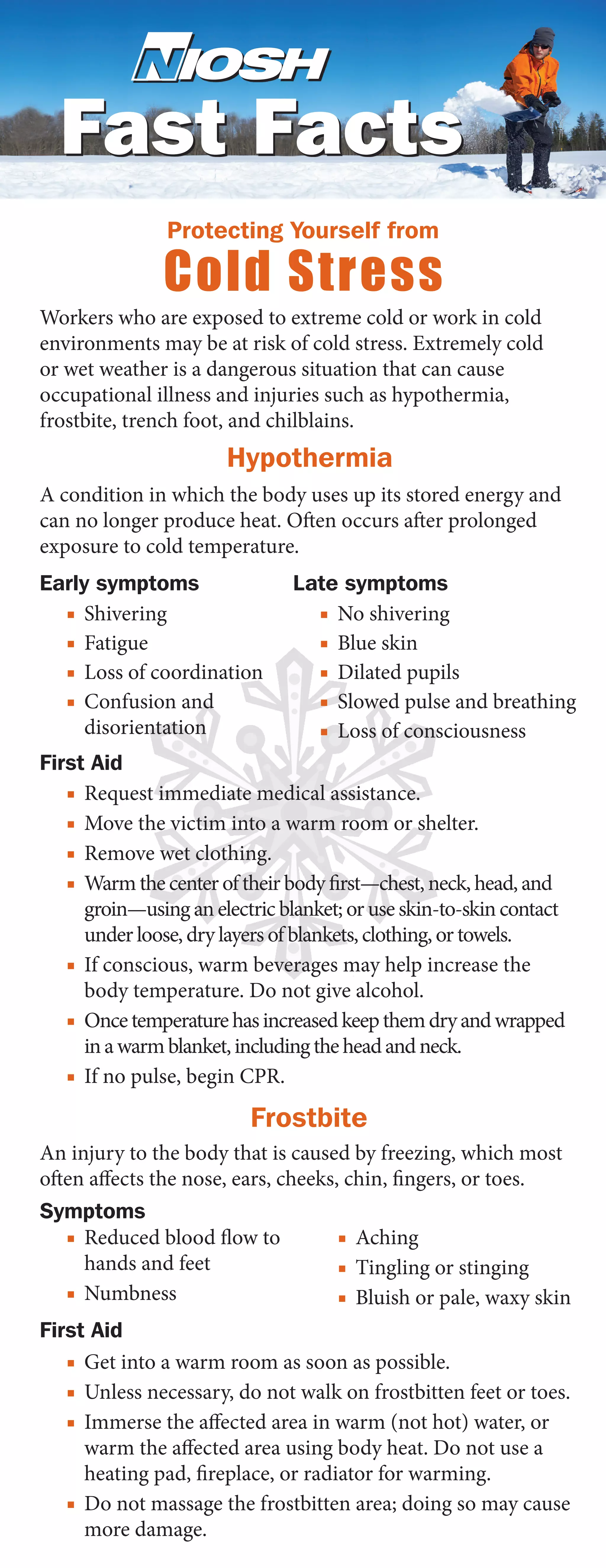 NIOSH Fast Facts: Protecting Yourself from Cold Stress | PDF