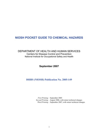 NIOSH Guía de Bolsillo sobre Riesgos Químicos | PDF