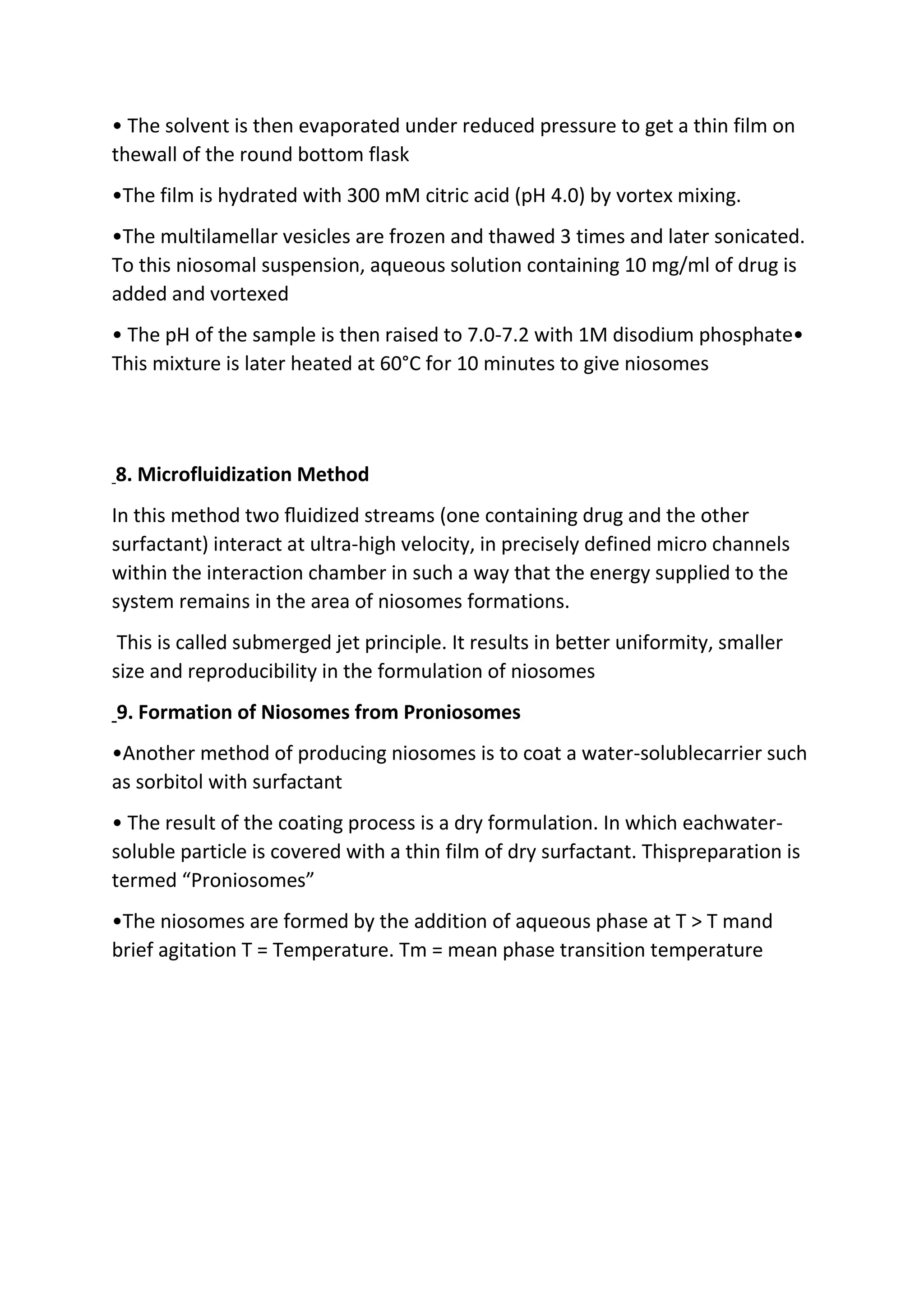 Niosomes method of preparation | PDF