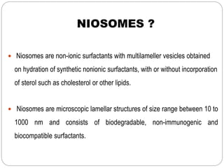 NIOSOMES – A NOVEL DRUG DELIVERY SYSTEM | PPTX