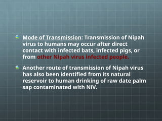 NIPAH DHS Guidelines- diganosis, features and management | PPT