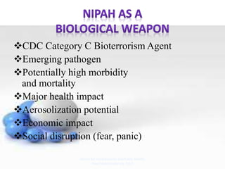 Nipah virus disease condition and awarness ppt | PPT