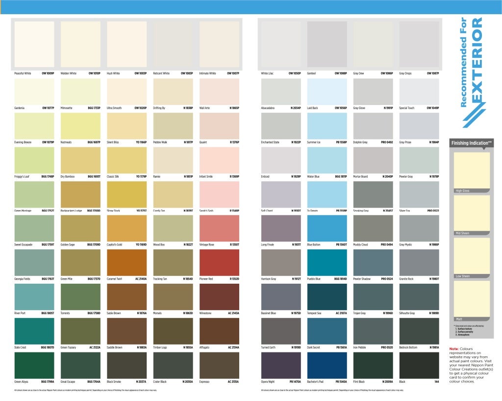 Nippon Paint Interior - Exterior House Painting Colour Card | PDF