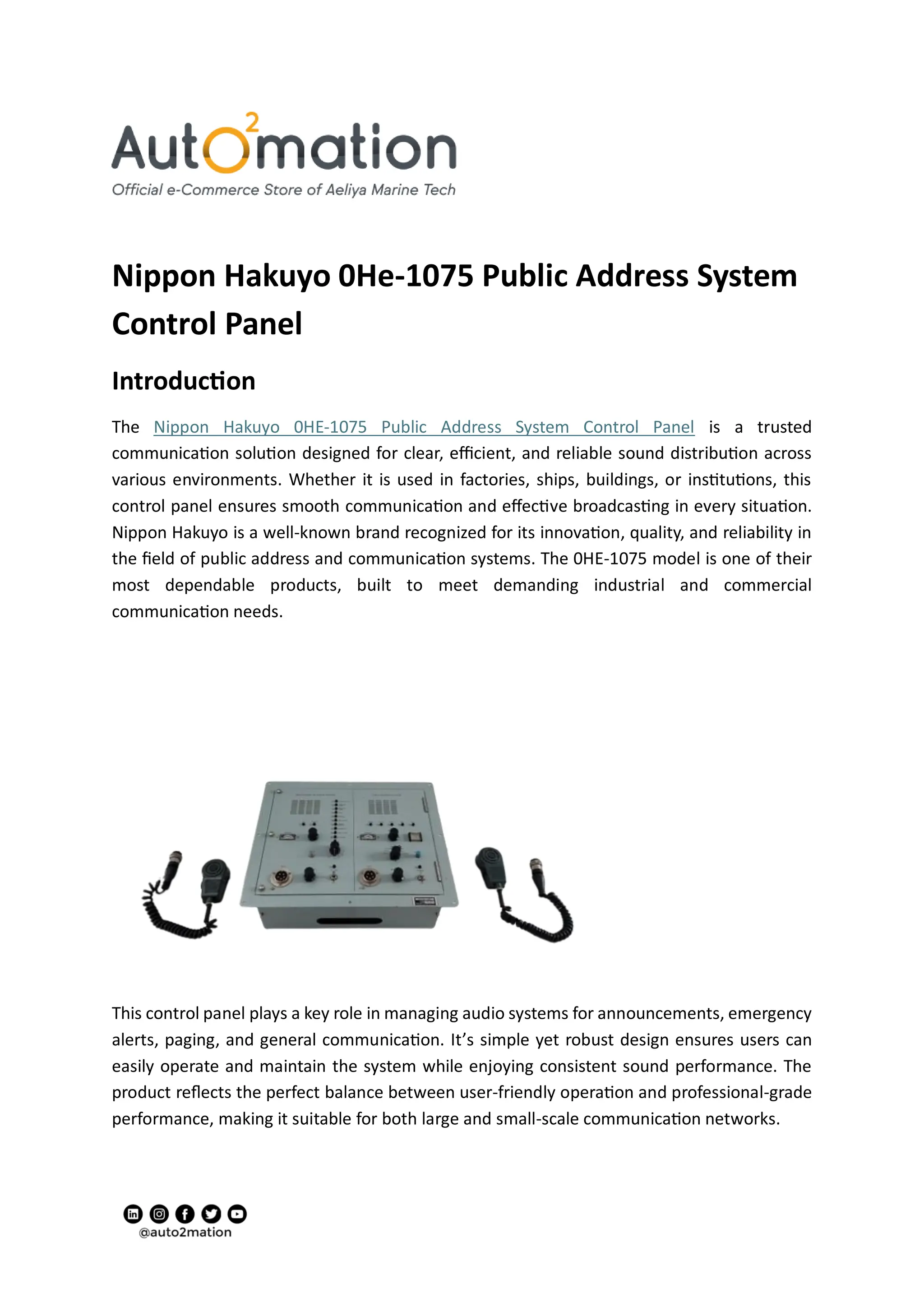 Nippon Hakuyo 0He-1075 Public Address System Control Panel.pdf