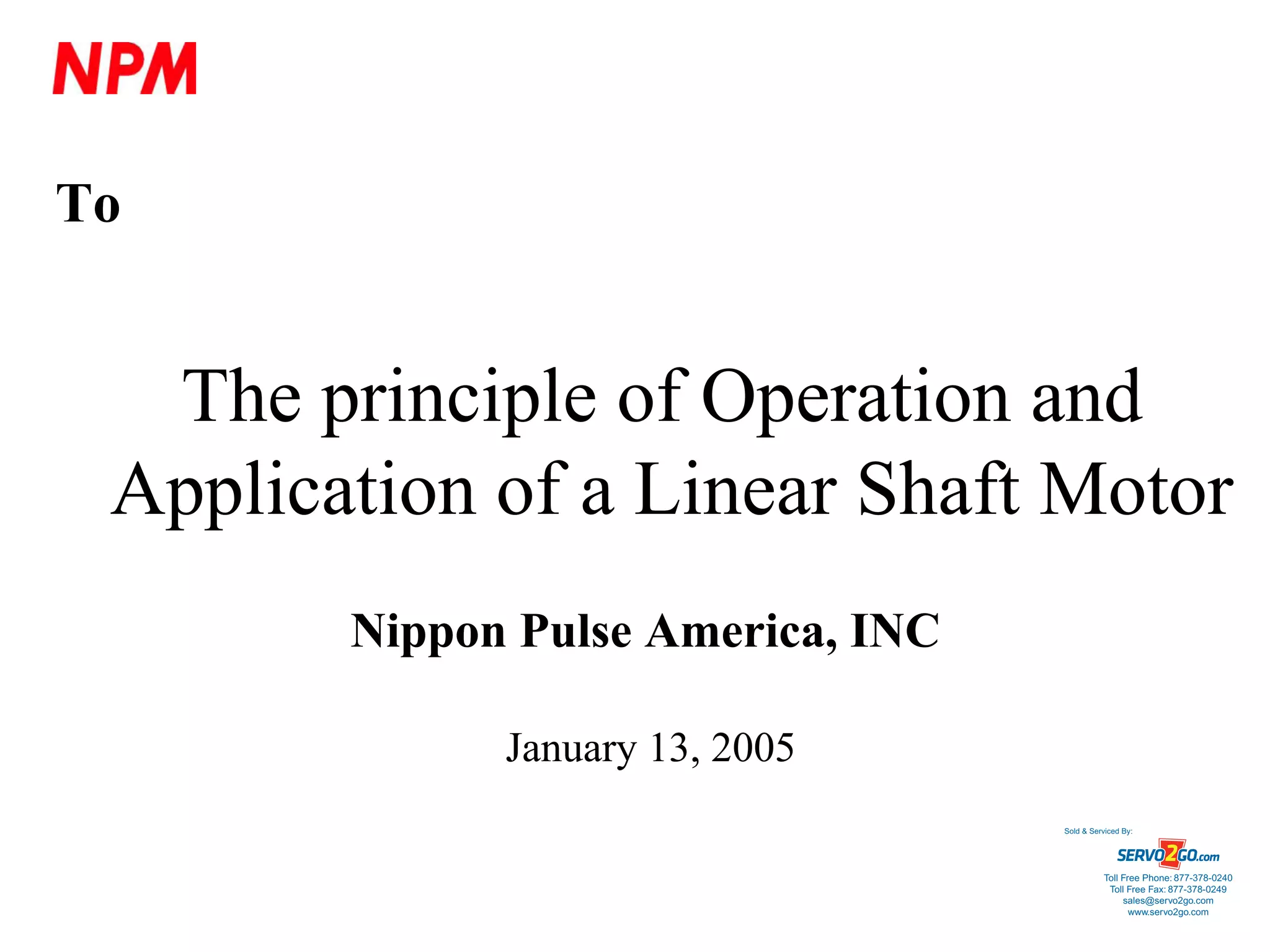 Nippon Pulse linear shaft motor presentation 2005 | PDF