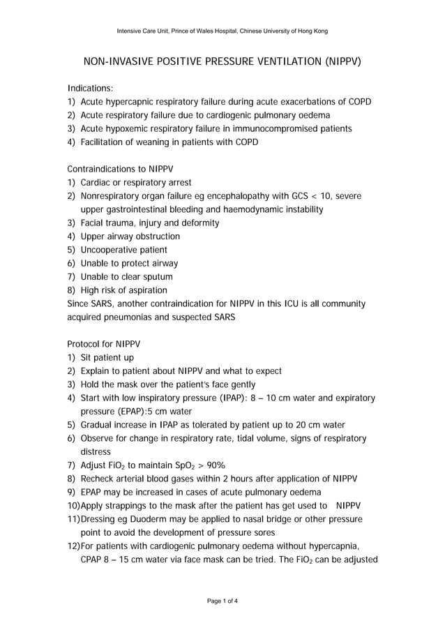 Nippv | PDF | Lung and Respiratory Health | Diseases and Conditions