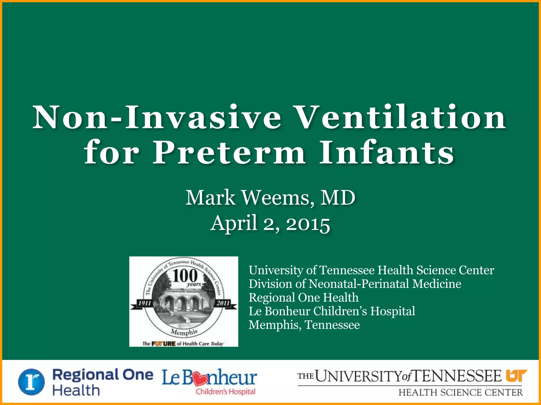 Non-Invasive Ventilation for Preterm Infants | PPTX