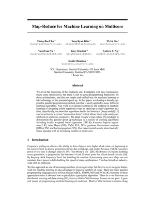 Map-Reduce for Machine Learning on Multicore | PDF