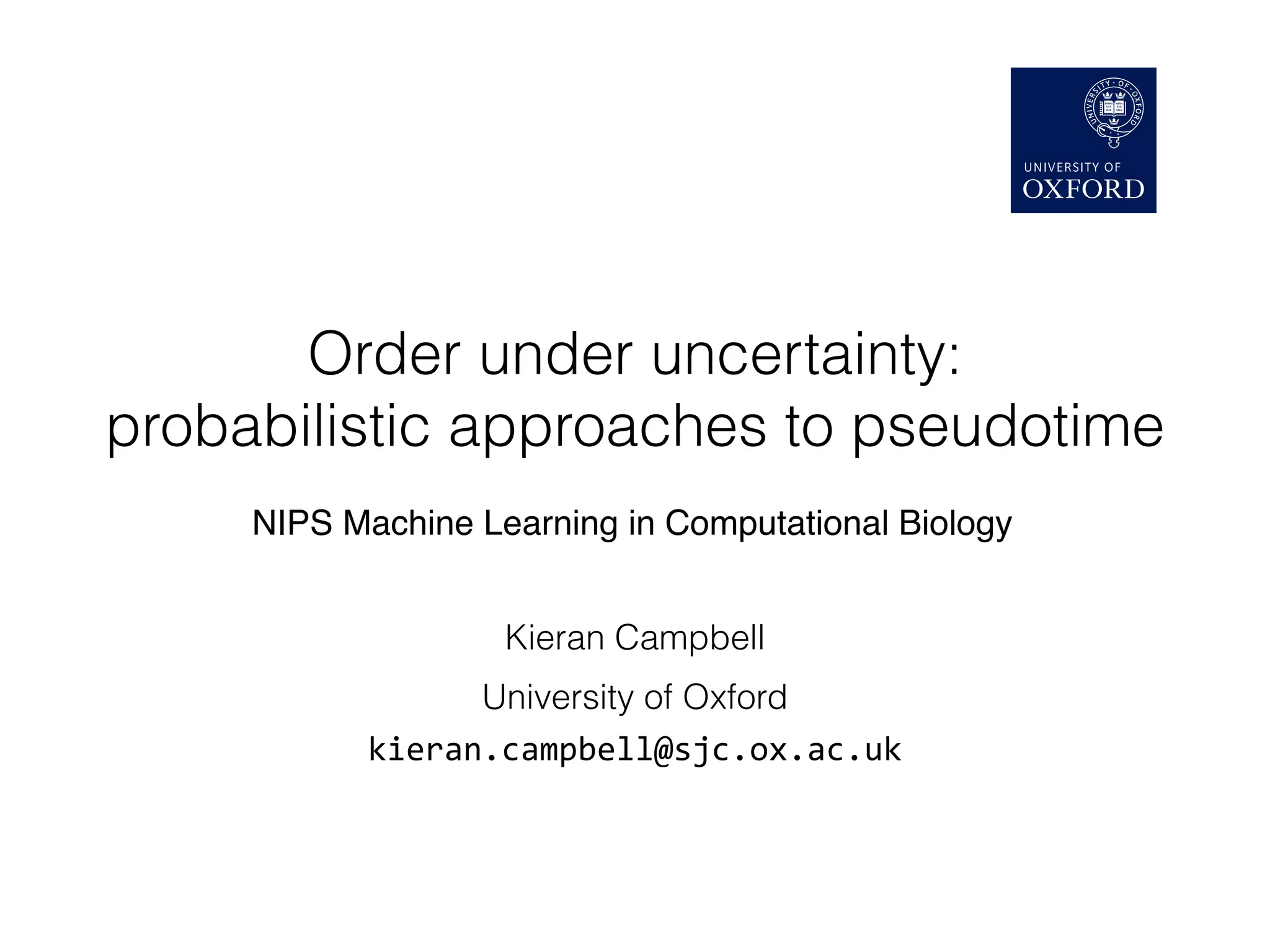 NIPS machine learning in computational biology presentation | PPT