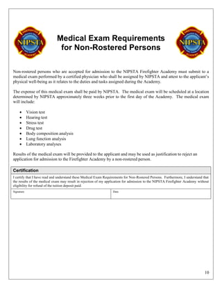 NIPSTA Fire Academy Application for Admission | PDF