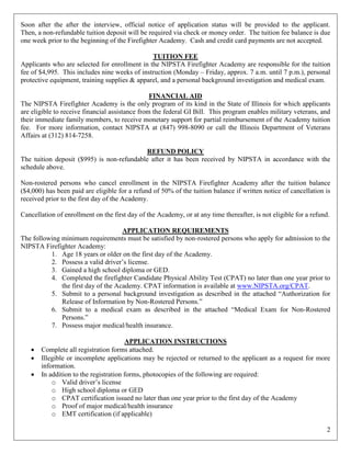 NIPSTA Fire Academy Application for Admission | PDF