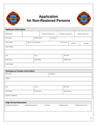 NIPSTA Fire Academy Application for Admission | PDF
