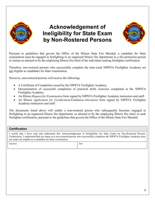 NIPSTA Fire Academy Application for Admission | PDF