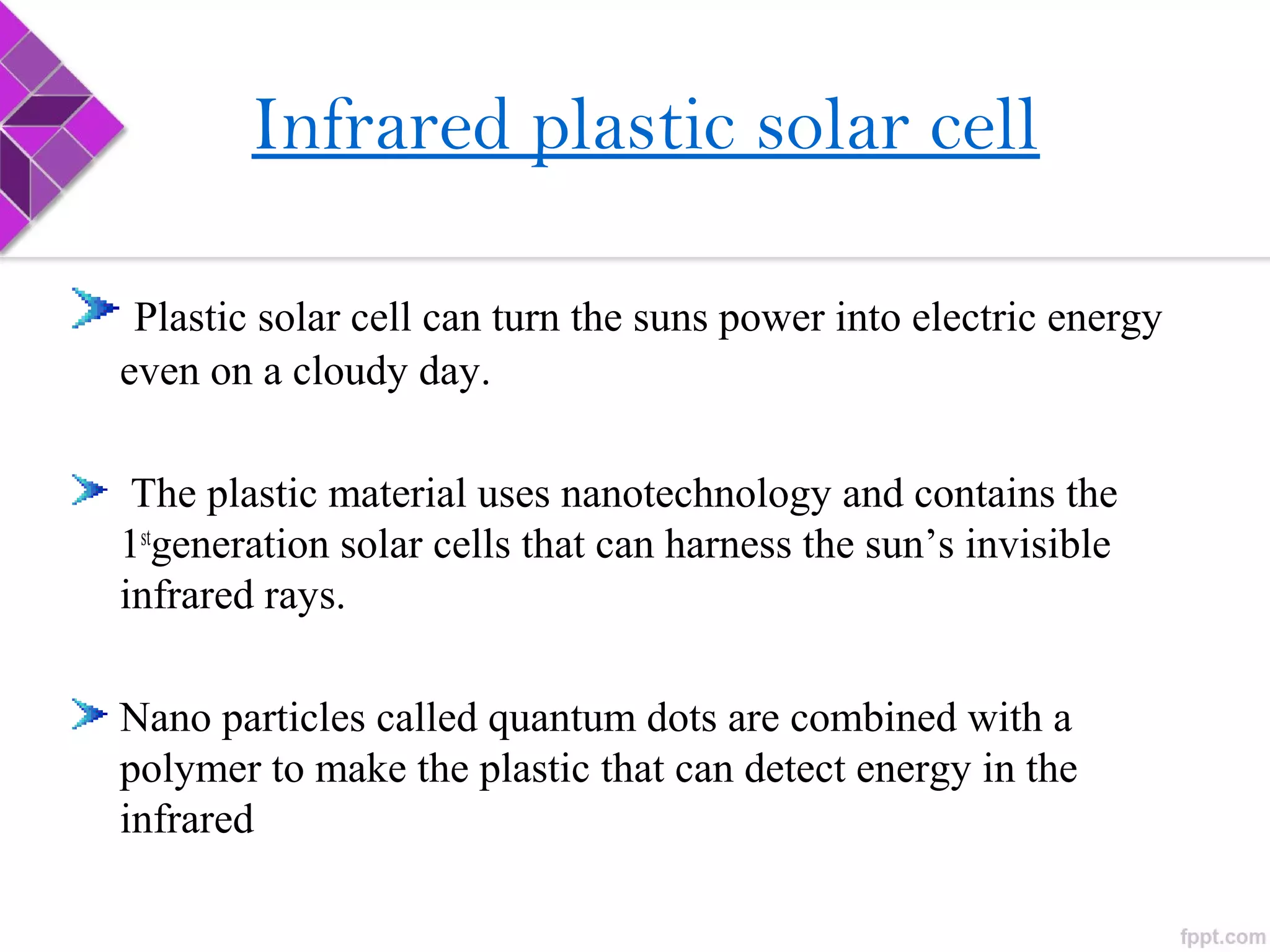 Infrared Plastic Solar Cell | PPT
