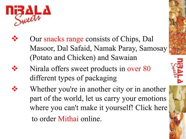 Nirala sweets presentation by rising stars | PPT